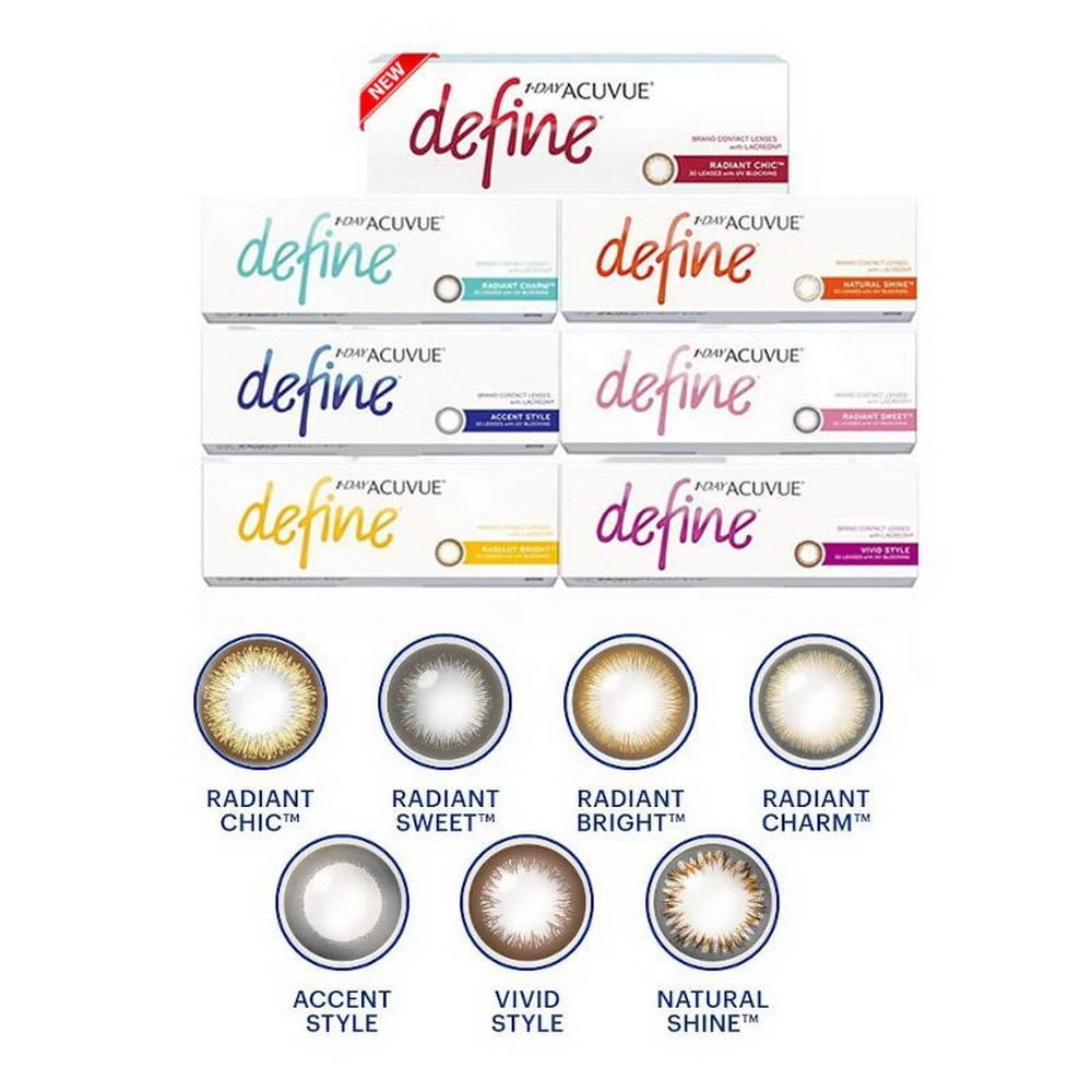 ACUVUE 1-DAY DEFINE with Lacreon, UVA and UVB blocking. ACUVUE 1-DAY DEFINE with Lacreon, UVA and UVB blocking.
